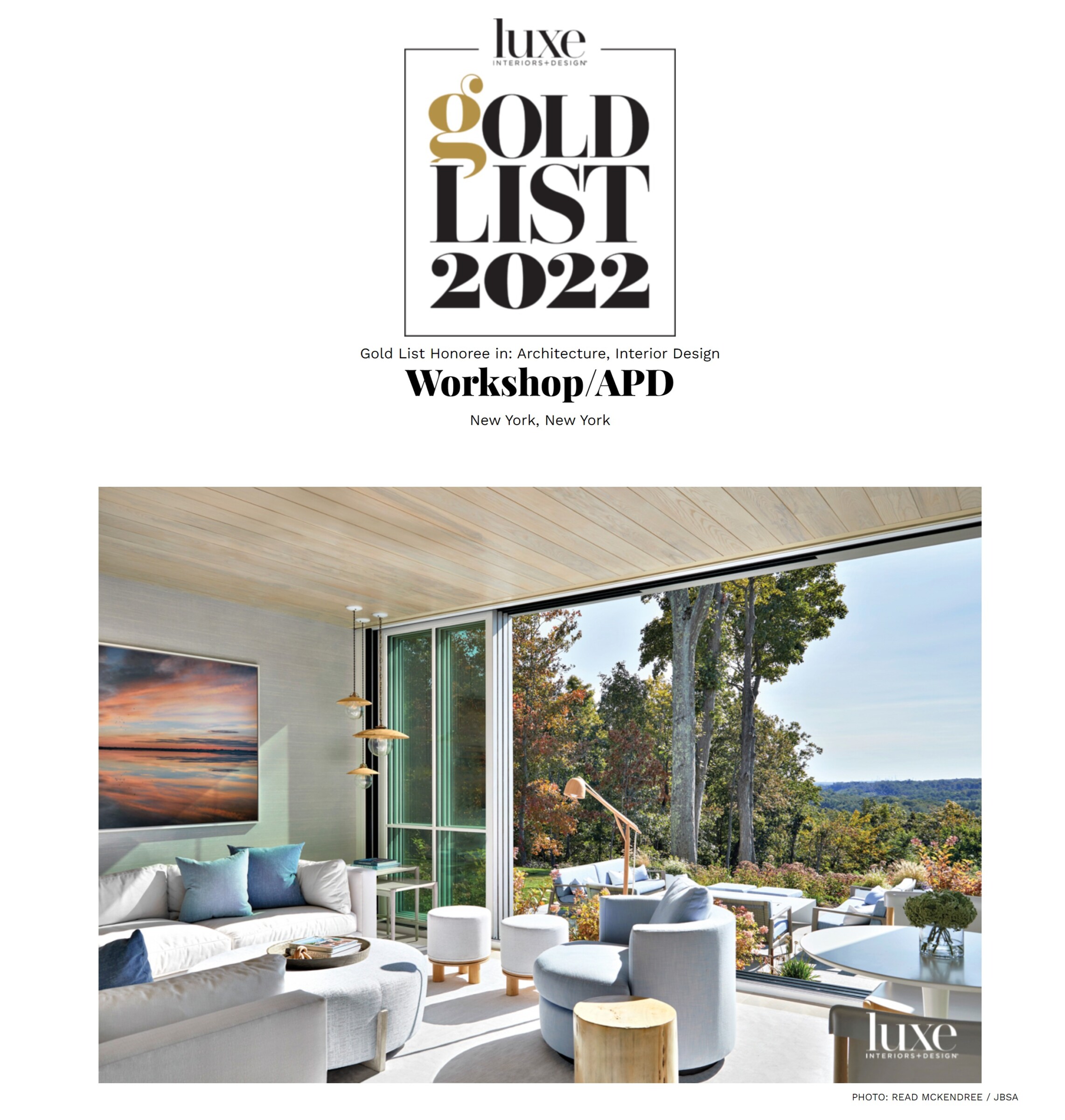 Workshop/APD Named to Luxe Gold List - Workshop/APD